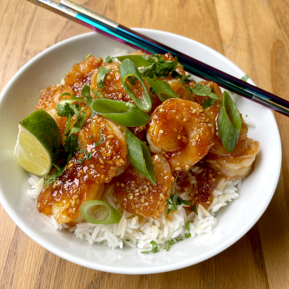 Jumbo King Prawn in a Sizzling, Sticky Honey, Sesame & Orange Glaze ...