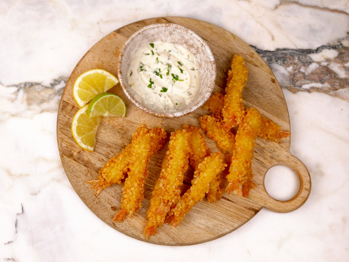 Breaded Torpedo King Prawns Approx 30 | 500g – Caught & Delivered